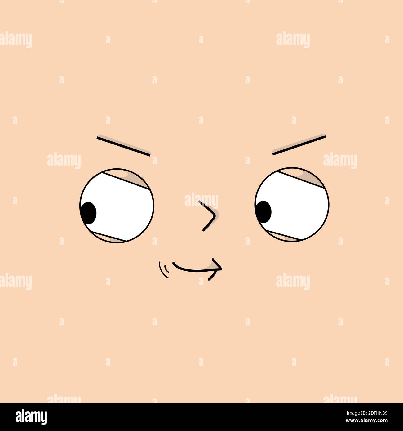 Pensive, sly face with expressive emotions - Vector illustration Stock ...