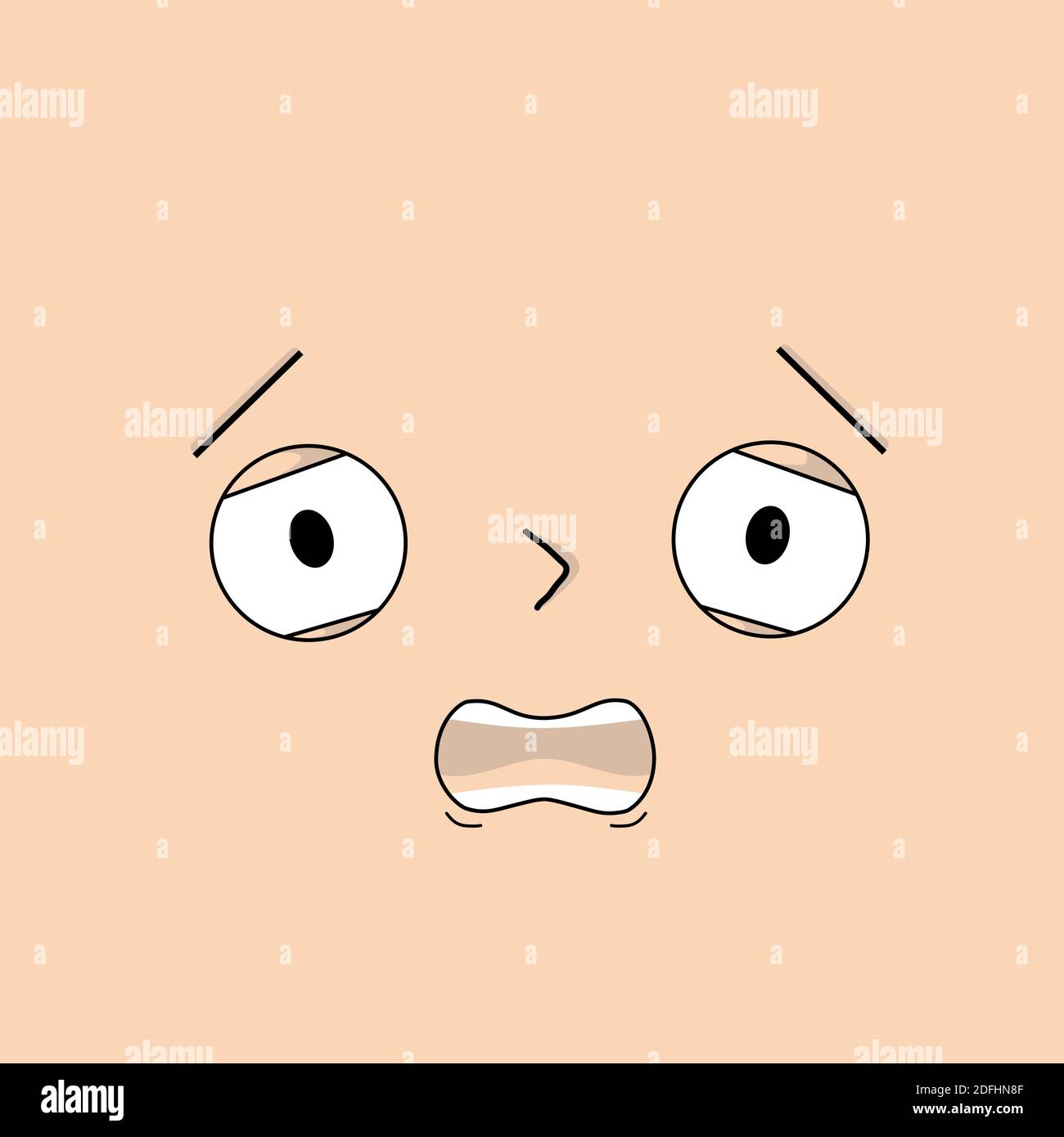 Confused, sad face with expressive emotions - Vector illustration Stock ...