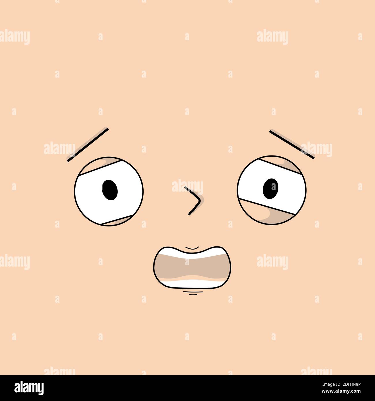 Confused, sad face with expressive emotions - Vector illustration Stock ...