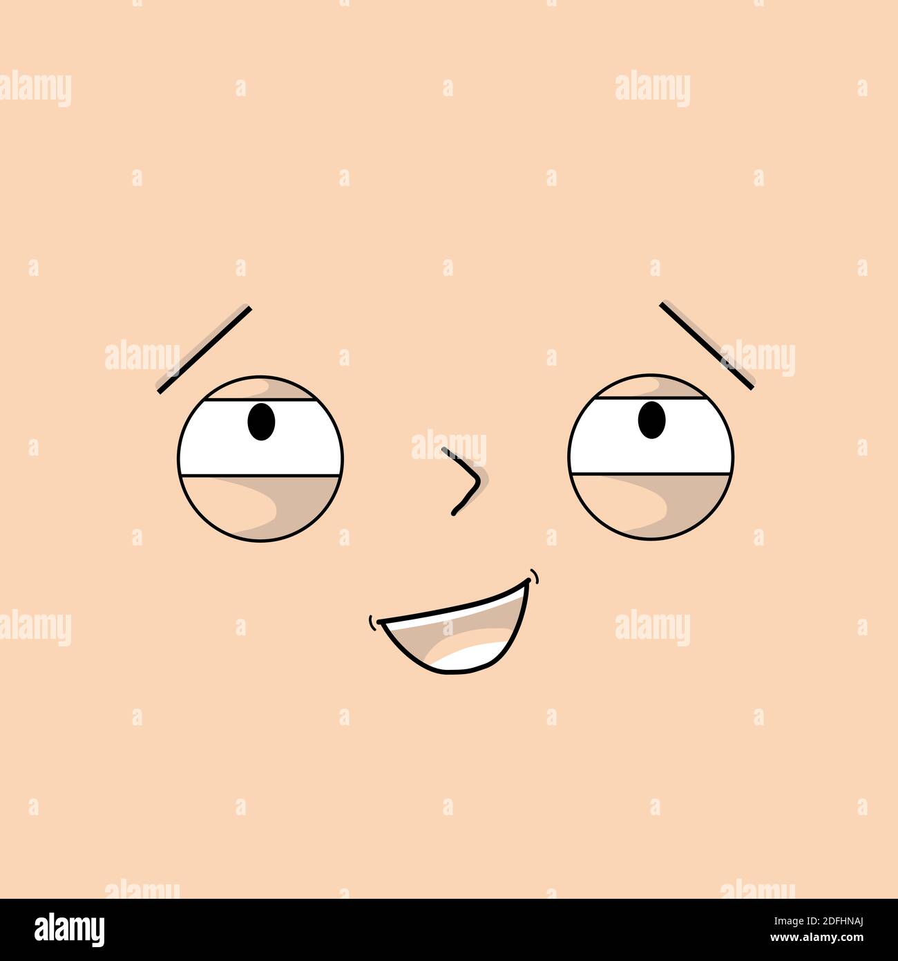 Pensive, sly face with expressive emotions - Vector illustration Stock ...