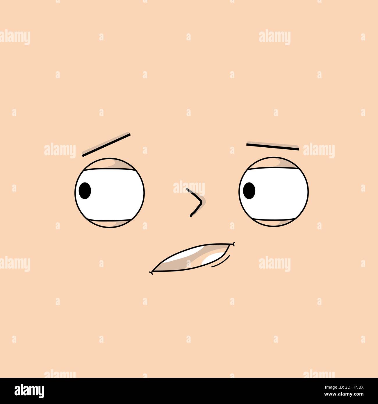 Confused, sad face with expressive emotions - Vector illustration Stock ...