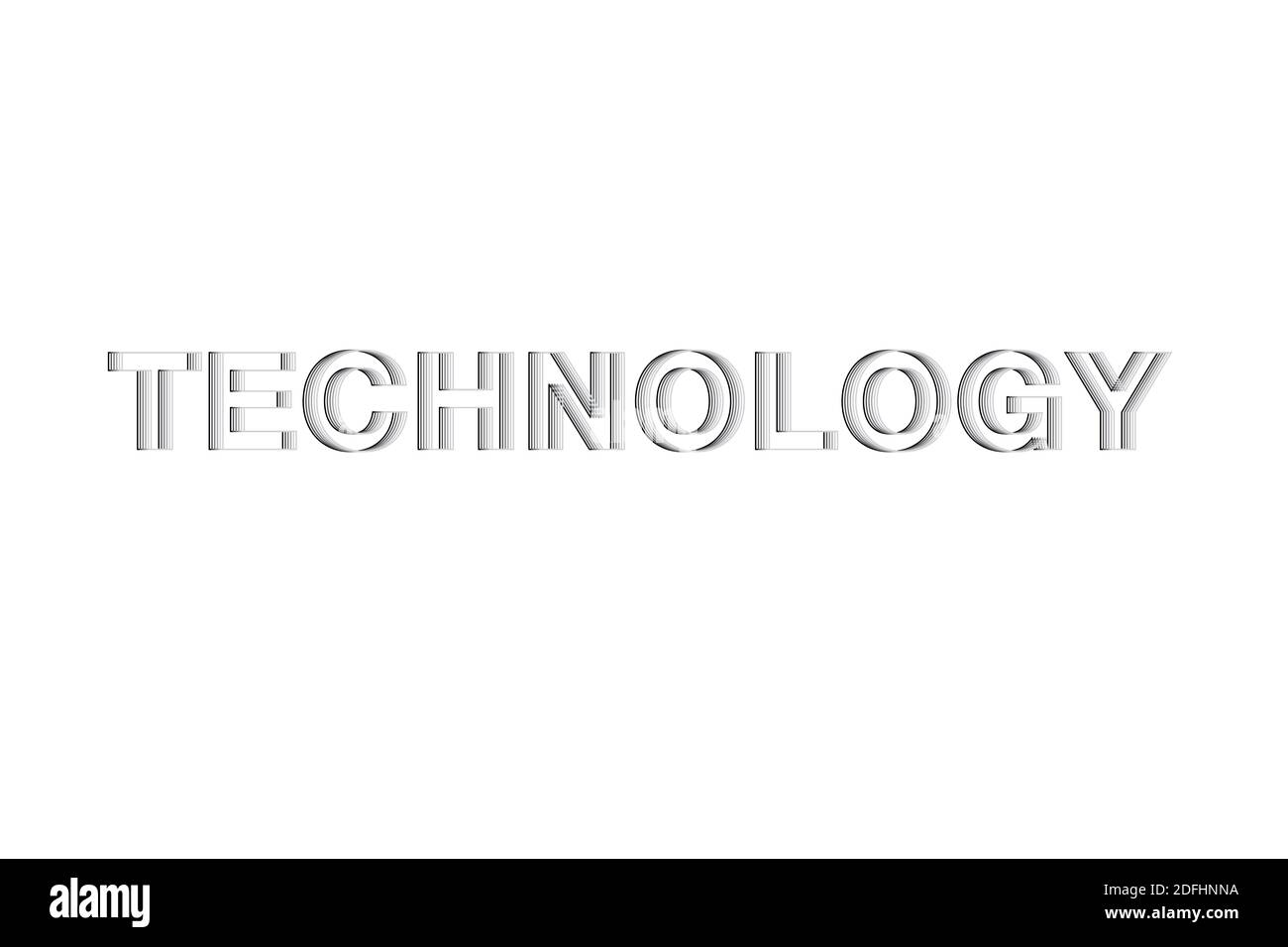 Modern, urban graphic design of a word "technology". Simple, layer ...