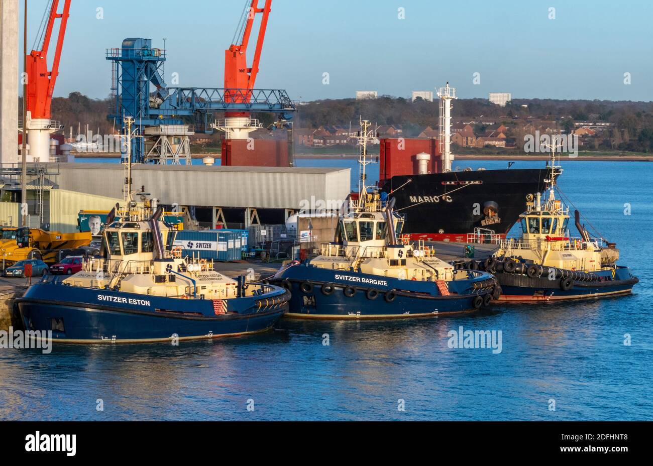 svitzer harbour tugs alongside at dock head in the port of southampton ...