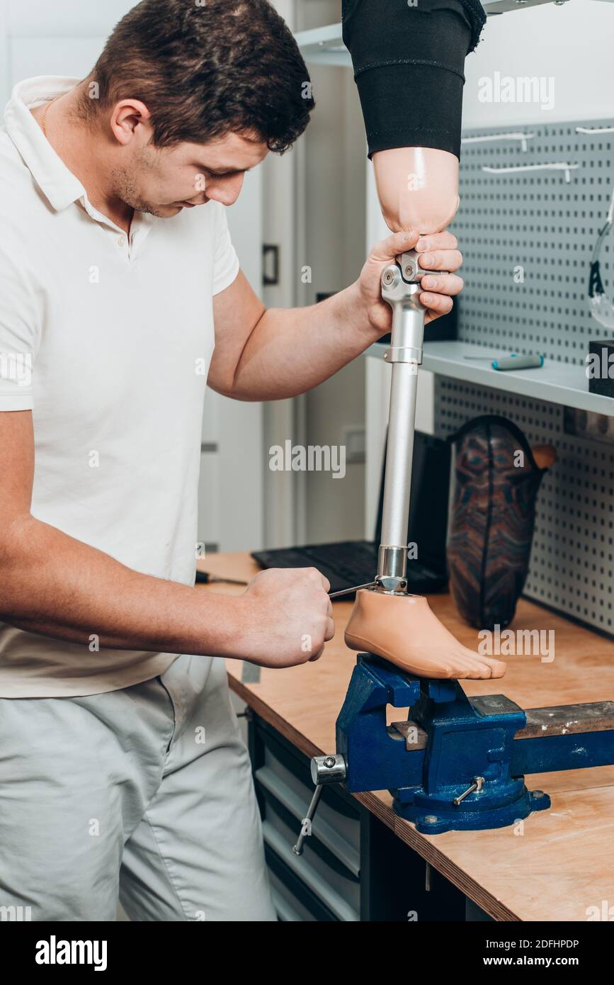 Prosthetic limb adjusting hi-res stock photography and images - Alamy