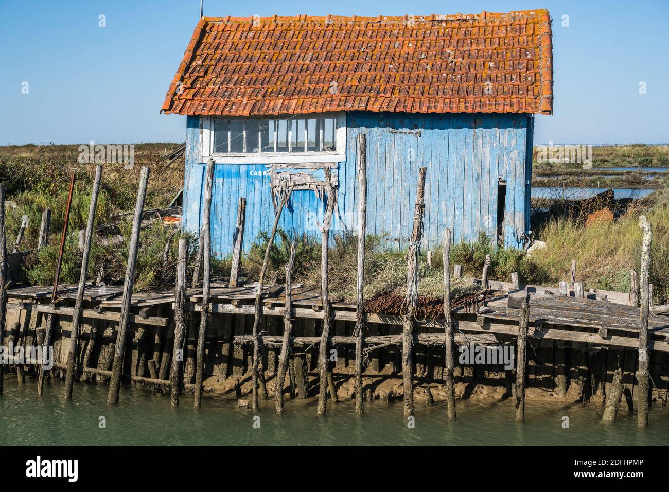 Colourful cabins of oyster farms at la Baudissire near Dolus / Saint ...