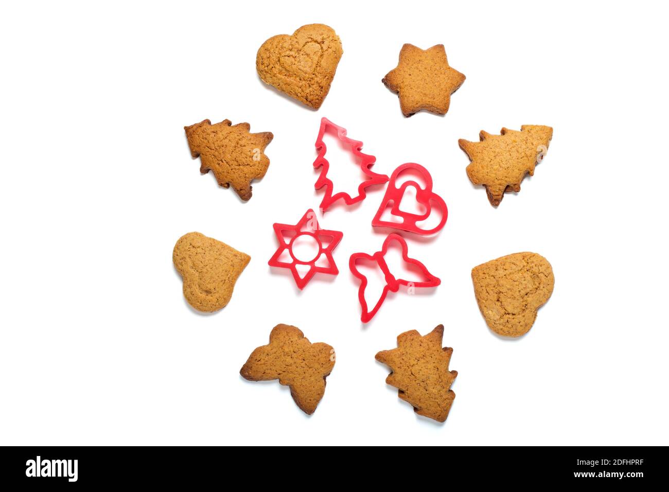 Forms and different gingerbread cookies isolated on a white background ...