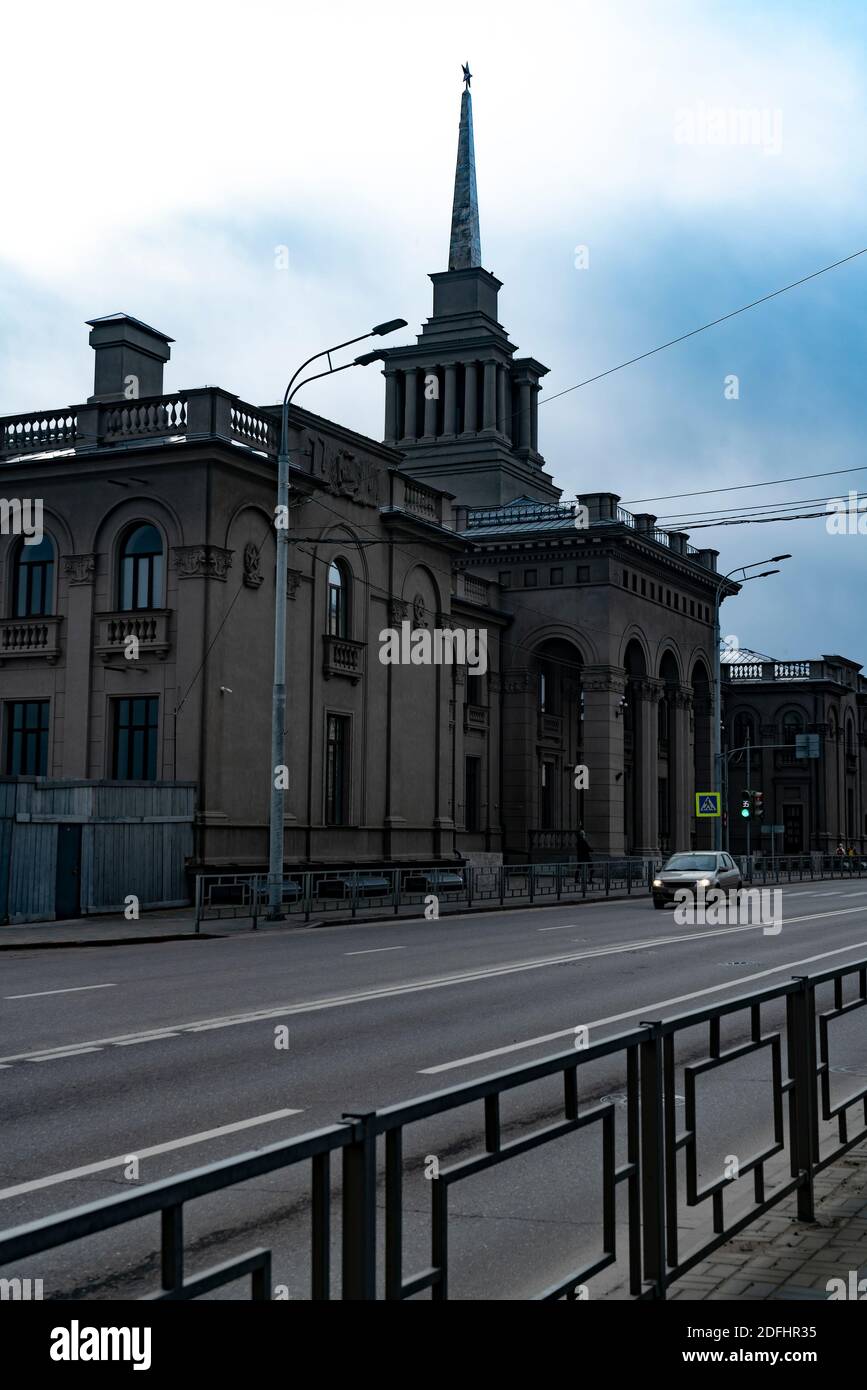 A building with a high metal spire on the roof Stock Photo - Alamy