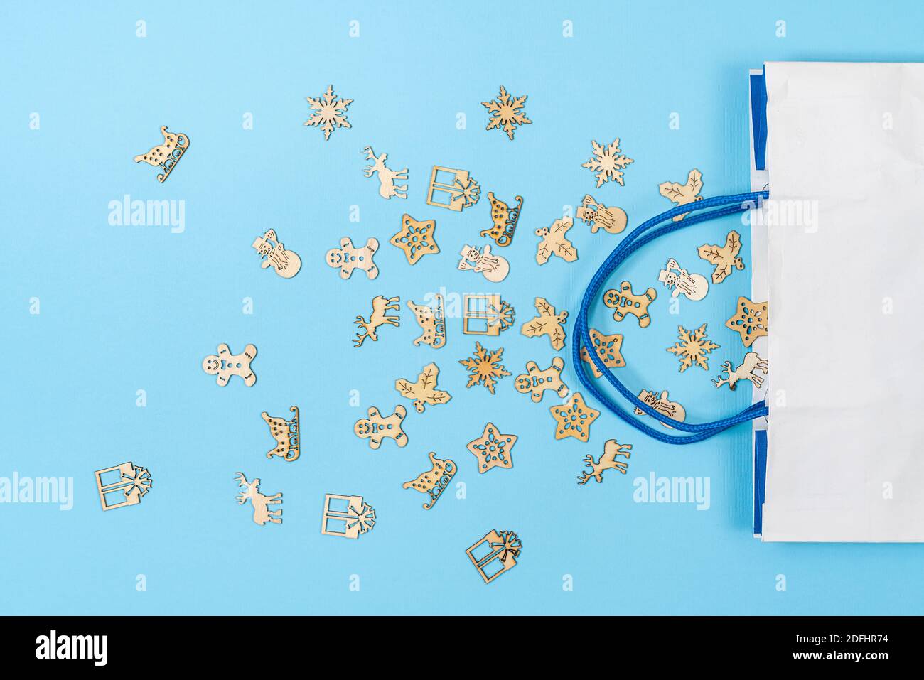 an explosion of coming out from a white paper bag onto a yellow surface ...