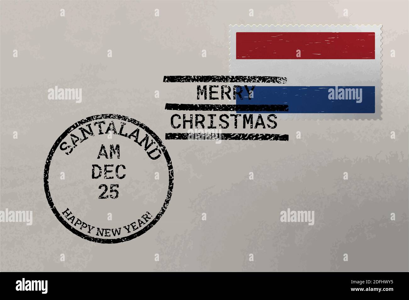 Postage stamp envelope with Netherlands flag, Christmas and New Year ...