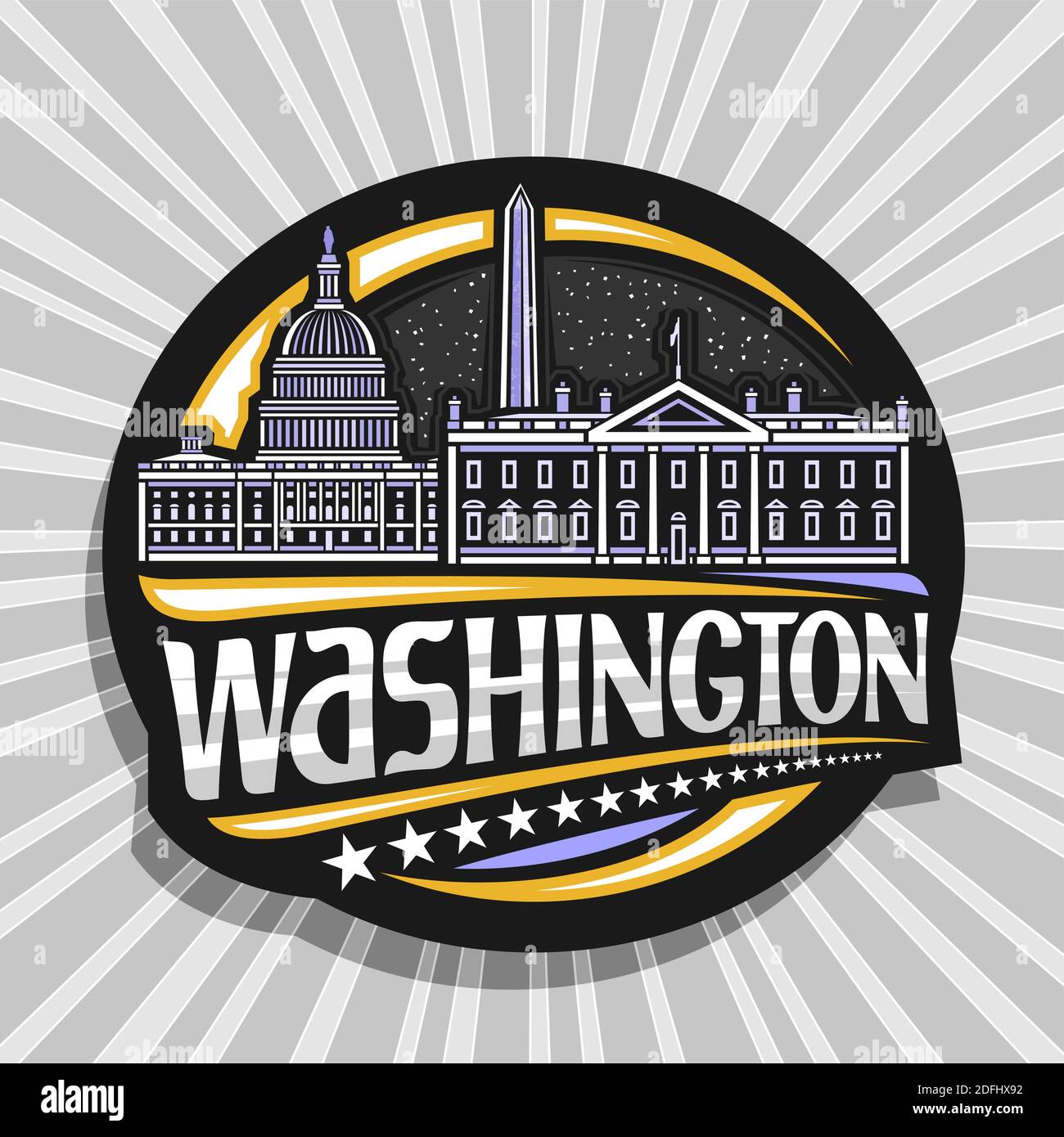 Vector logo for Washington, black decorative badge with illustration of ...