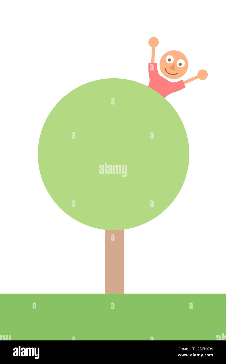 Illustration kid climbing tree hi-res stock photography and images - Alamy
