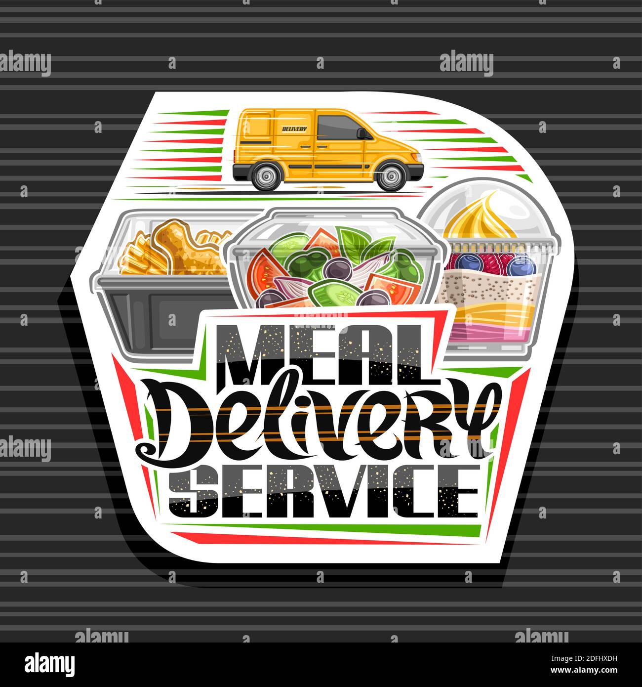 Vector logo for Meal Delivery Service, decorative signage with ...