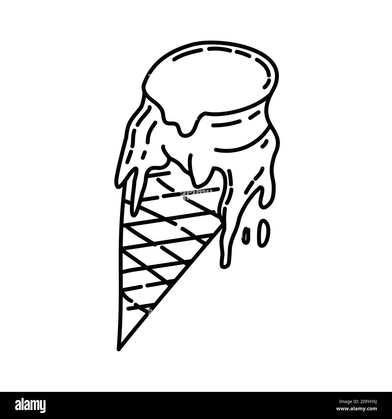 Melted Ice Cream Icon. Doodle Hand Drawn or Outline Icon Style Stock ...
