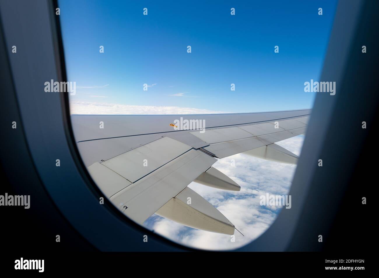 Airplane wing view from window beautiful sky Stock Photo - Alamy