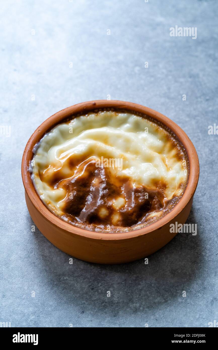 Turkish Dessert Sutlac Baked Rice Pudding Custard in Casserole Pot ...