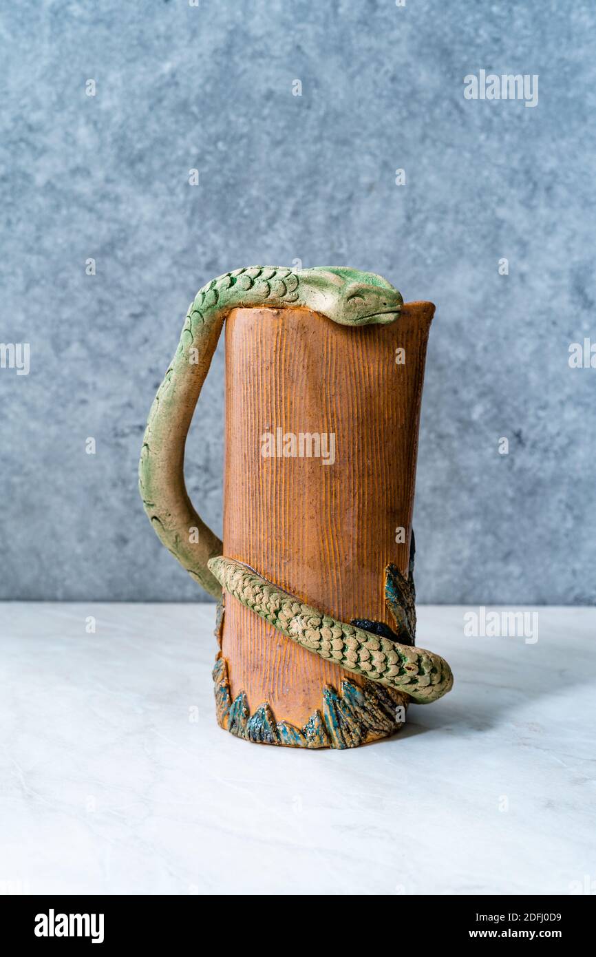 Handmade Ceramic Carafe Snake Pattern Design. Ready to Use Stock Photo ...