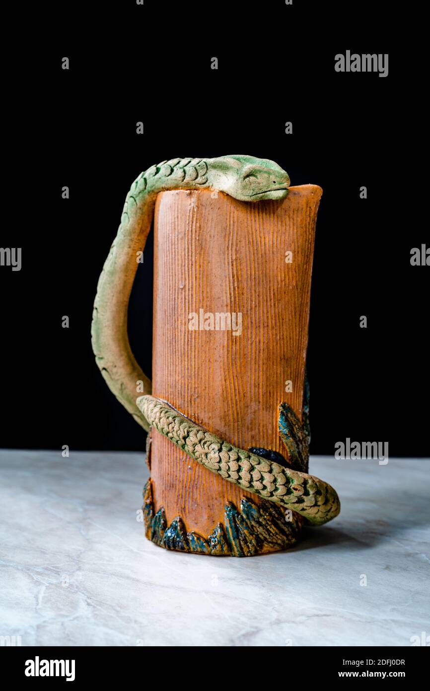 Handmade Ceramic Carafe Snake Pattern Design. Ready to Use Stock Photo ...