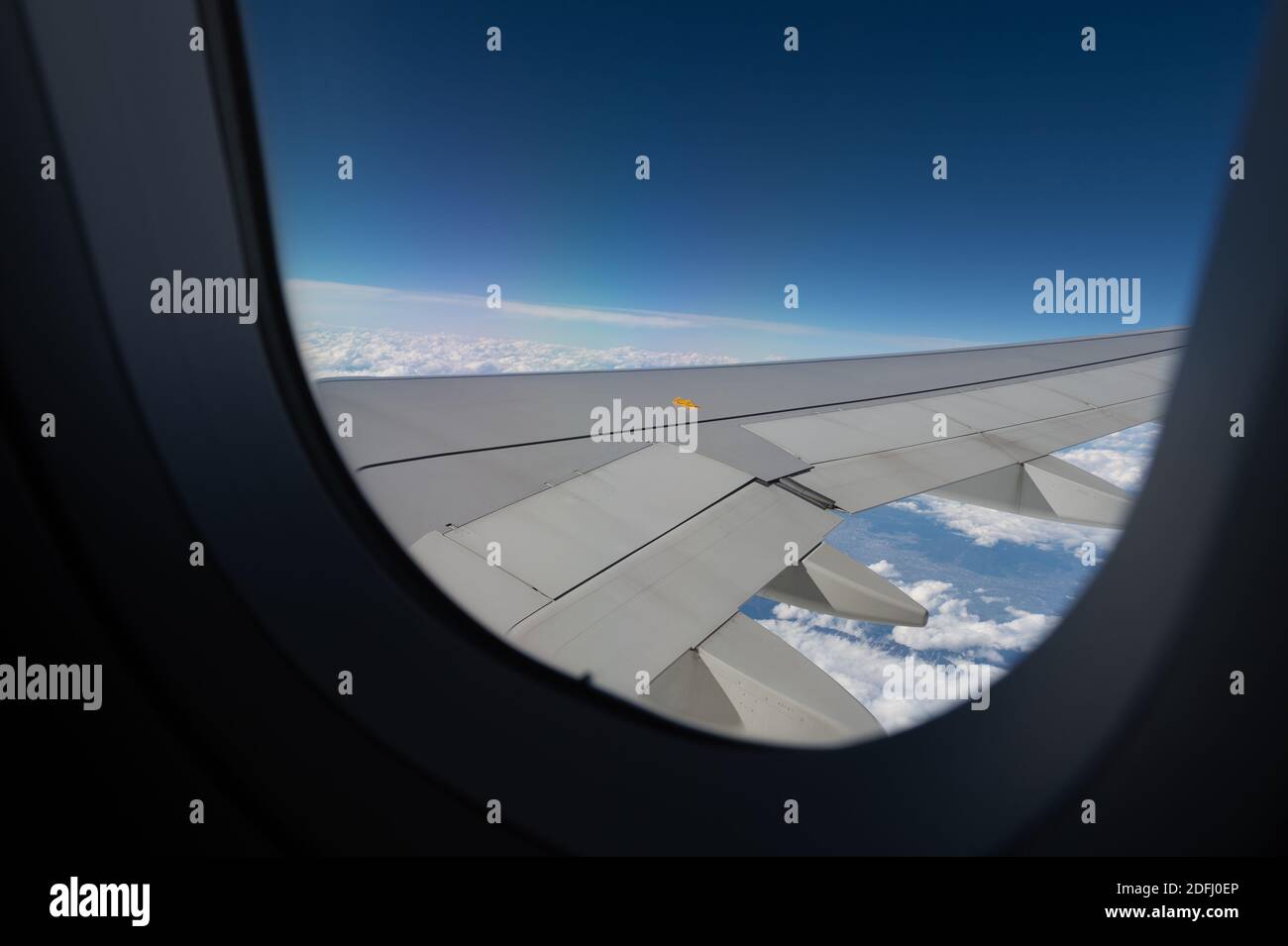 Airplane wing view from window beautiful sky Stock Photo - Alamy