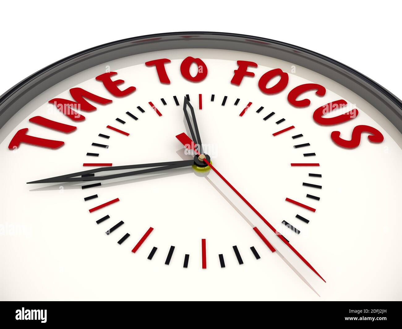 Time to focus. Clock with text. Analog Clock with red text TIME TO ...