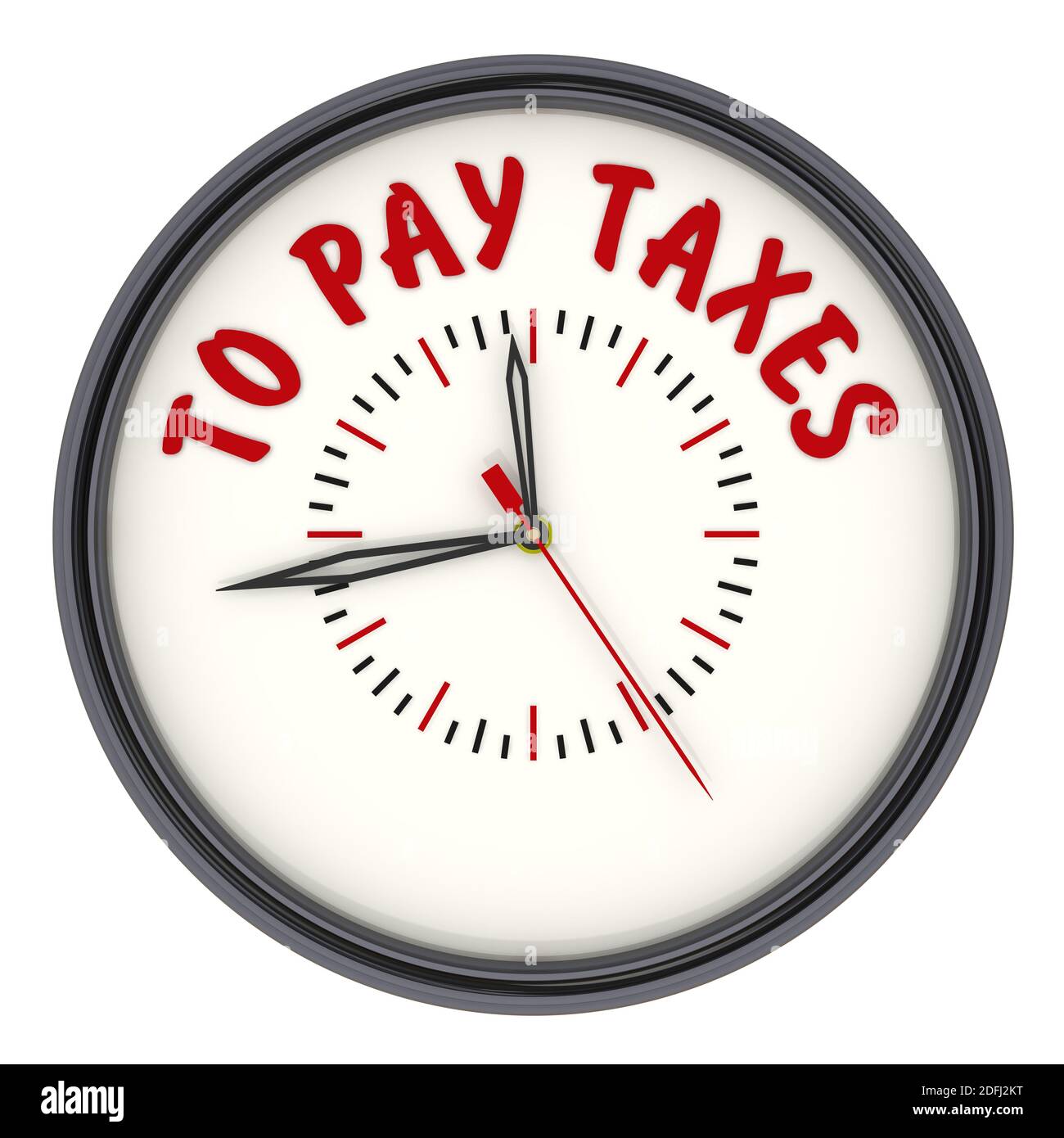 Time to pay taxes. Watches with an inscription. Analog Clock with the ...