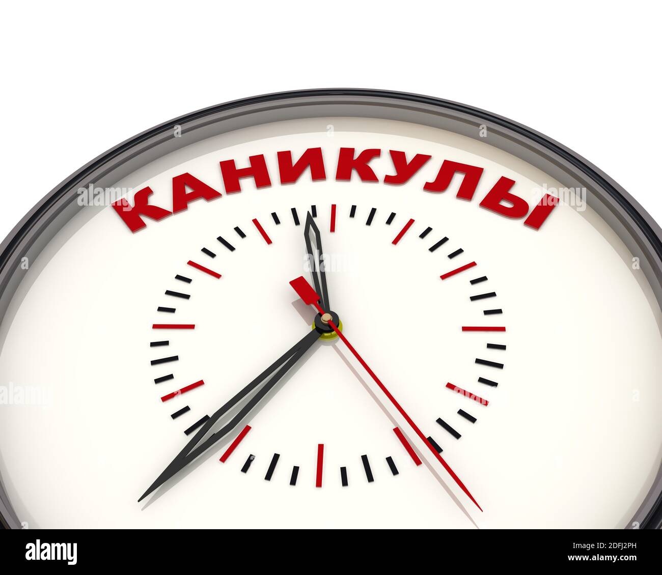 Holidays. Clock with text. Analog Clock with red Russian text HOLIDAYS ...