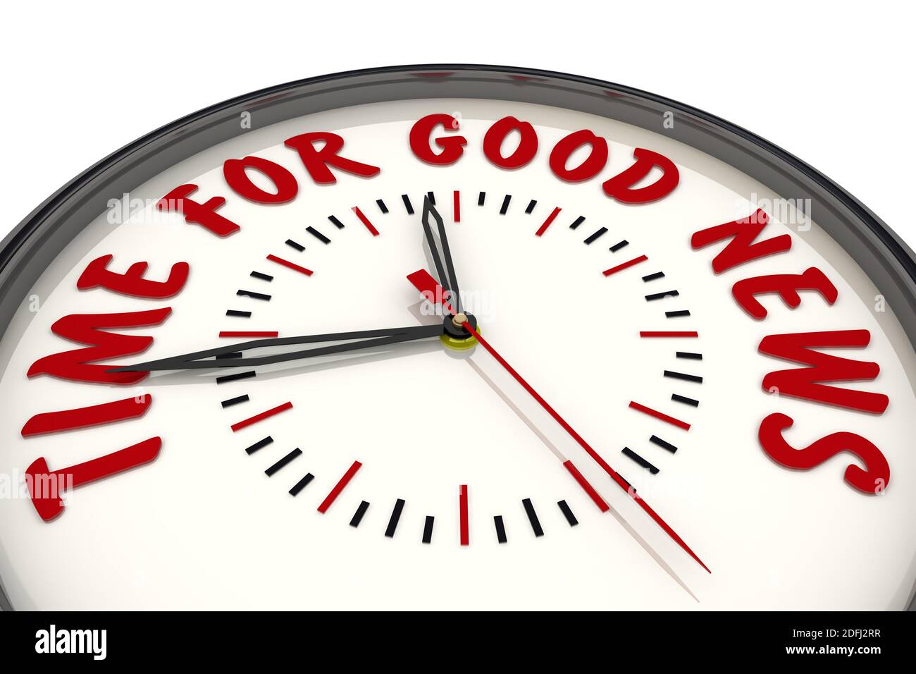 Time for good news. Clock with text. Analog Clock with the words TIME ...