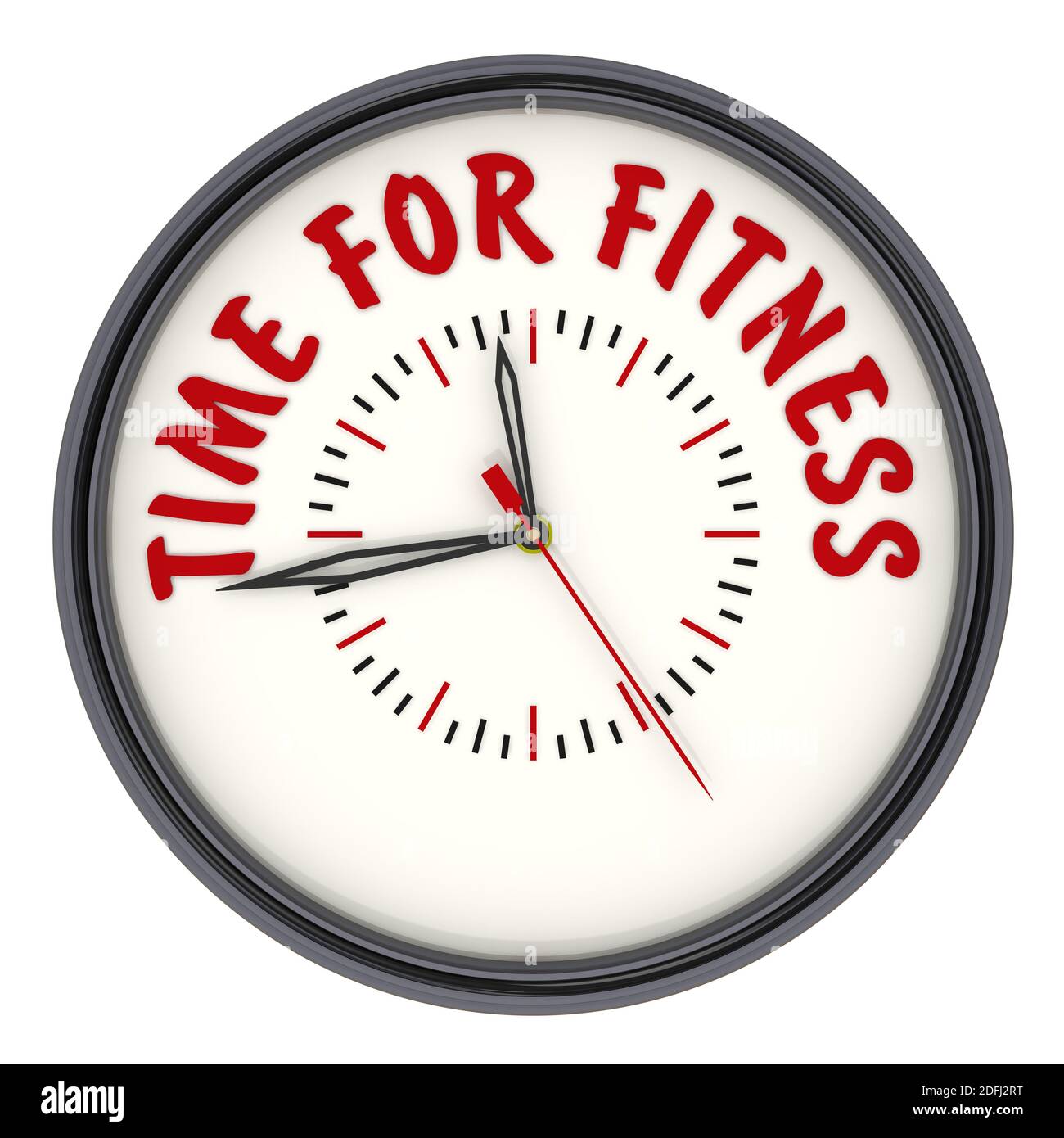 Time for fitness. Clock with text. Analog clock with red text TIME FOR ...