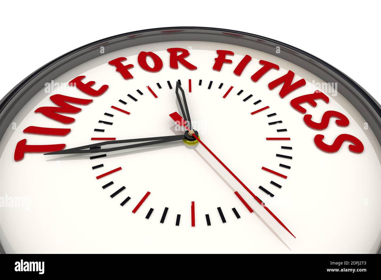Time for fitness. Clock with text. Analog clock with red text TIME FOR ...