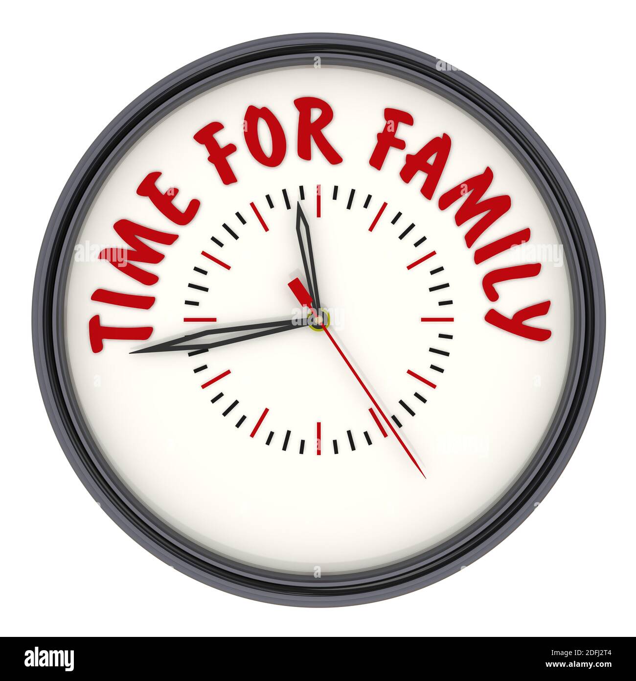 Time for family. Clock with text. Analog Clock with red text TIME FOR ...