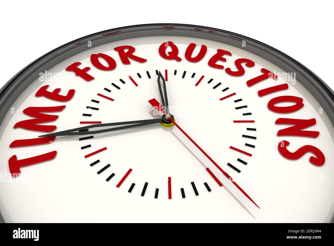 Time for questions. Clock with text. Analog Clock with red text TIME ...