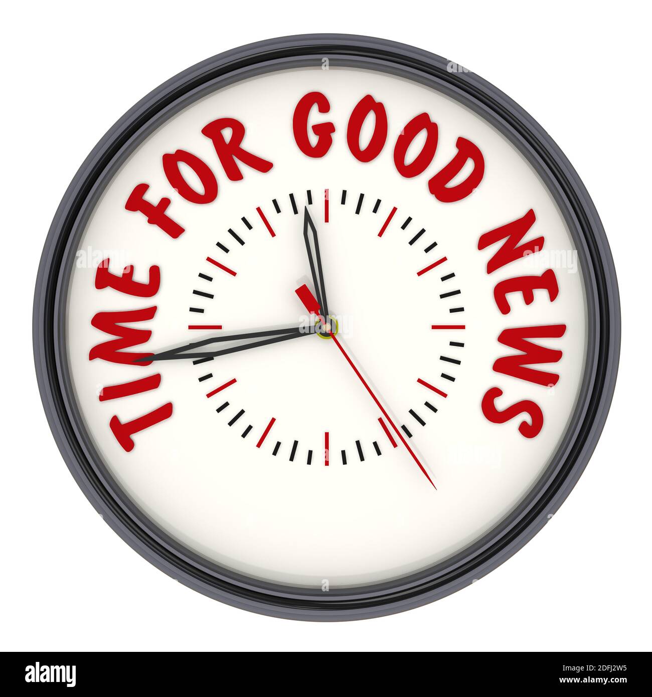 Time for good news. Clock with text. Analog Clock with the words TIME ...