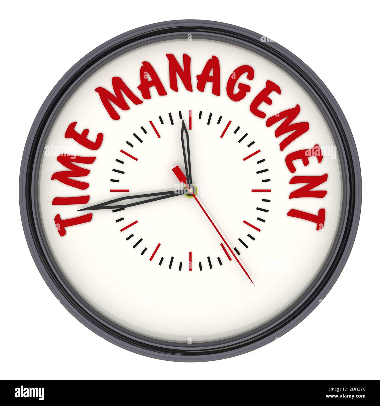 Time management. Watches with text. Analog Clock with red text TIME ...