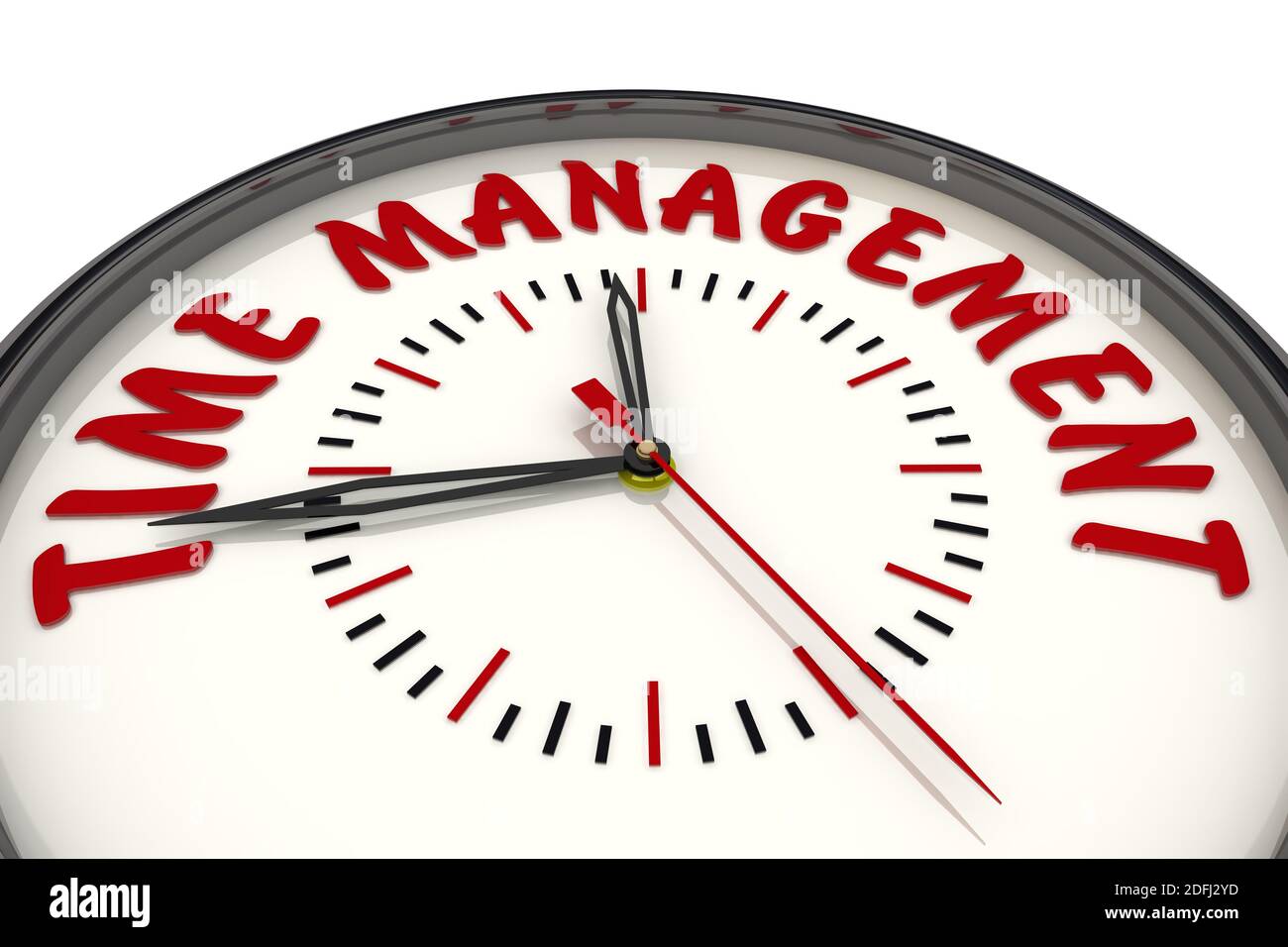 Time management. Watches with text. Analog Clock with red text TIME ...