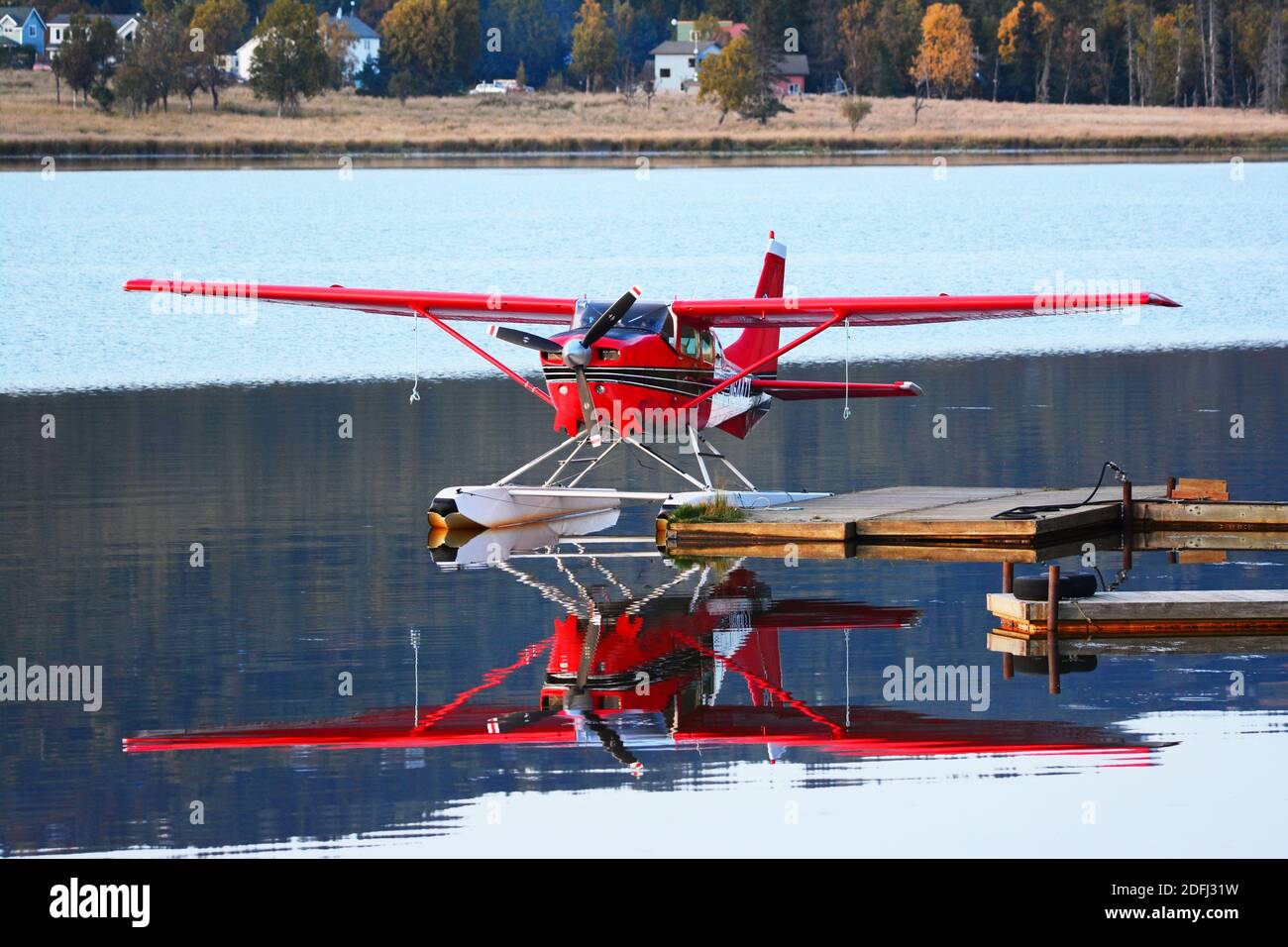 Bush plane park on lake - Alaska Stock Photo - Alamy