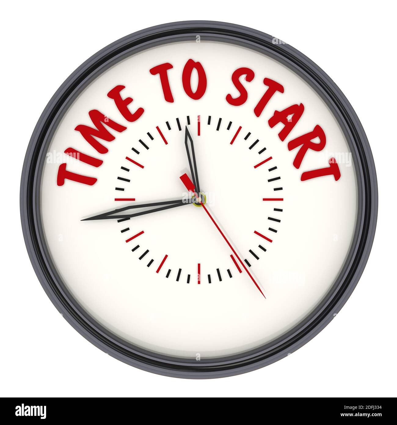 Time To Start Clock With Text Analog Clock With Red Text Time To