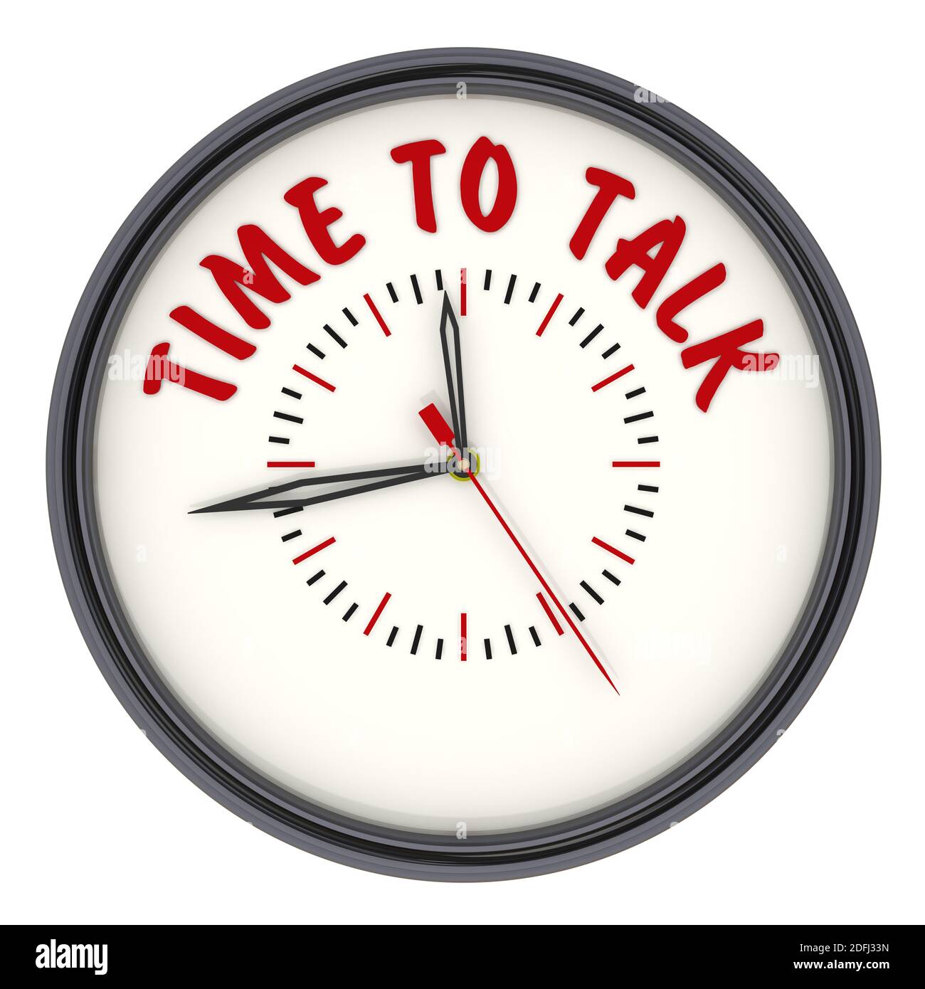 Time to talk. Clock with text. Analog Clock with red text TIME TO TALK ...