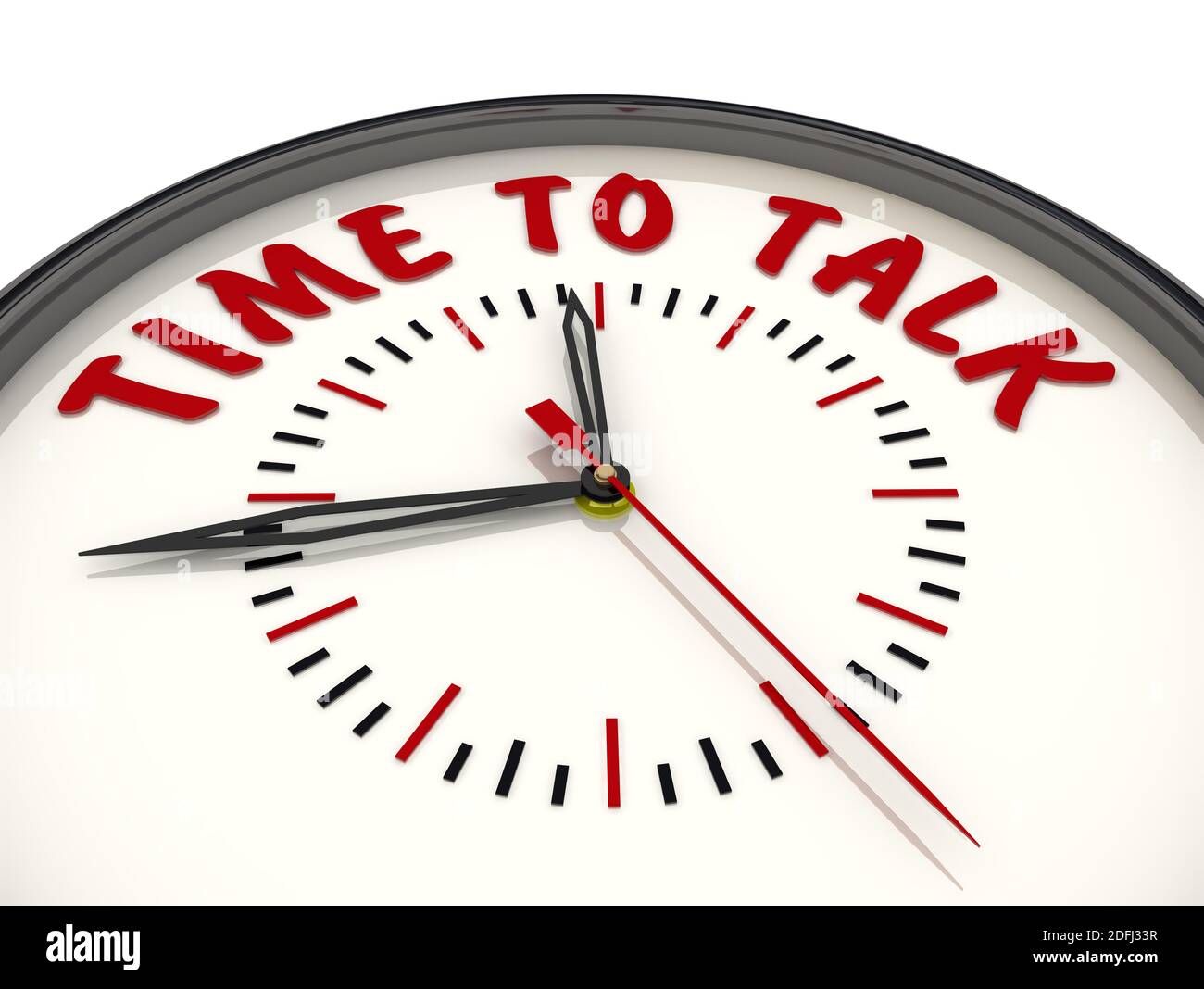 Time to talk. Clock with text. Analog Clock with red text TIME TO TALK ...