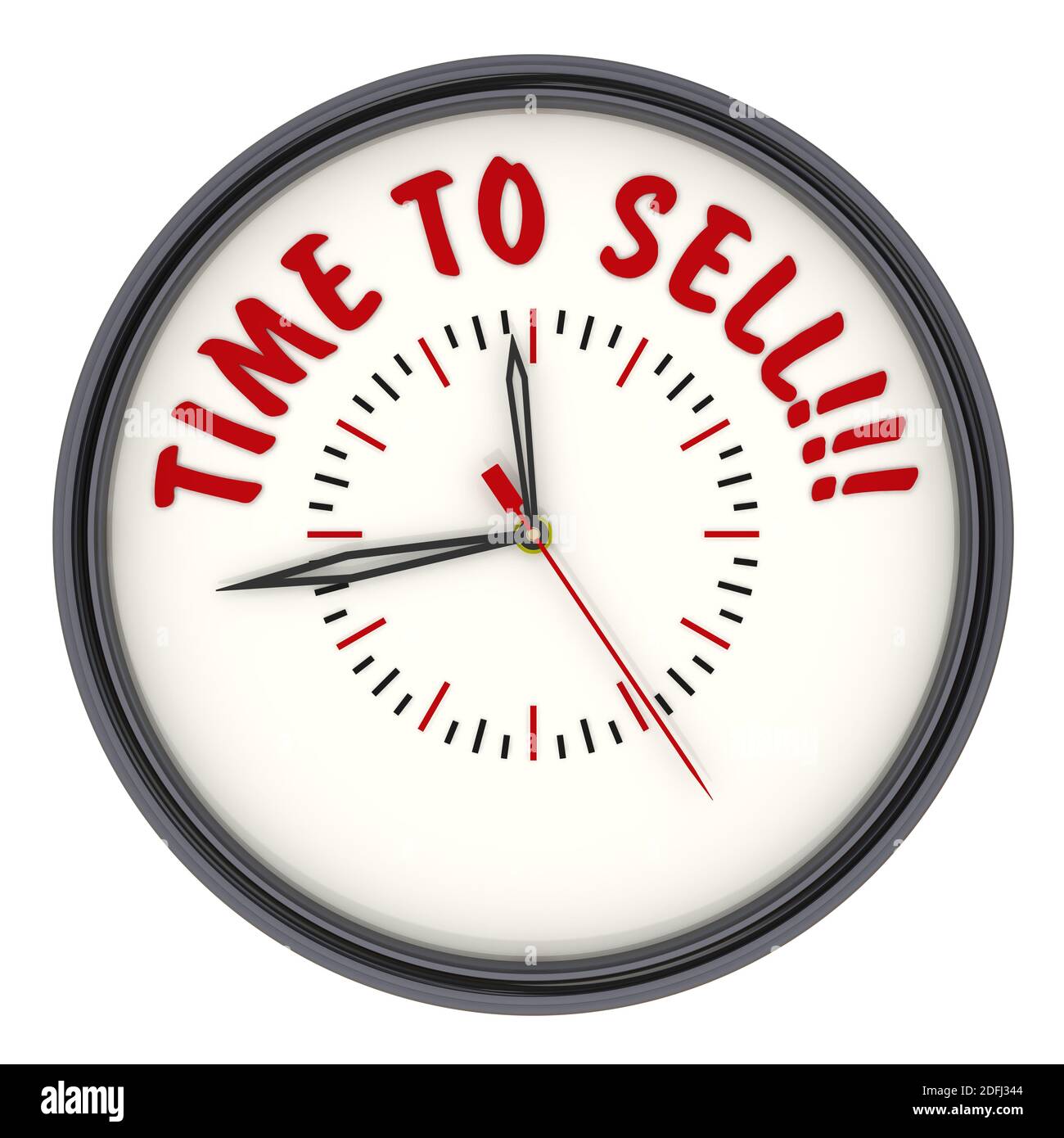 Time to sell! Clock with text. Analog Clock with red text TIME TO SELL ...