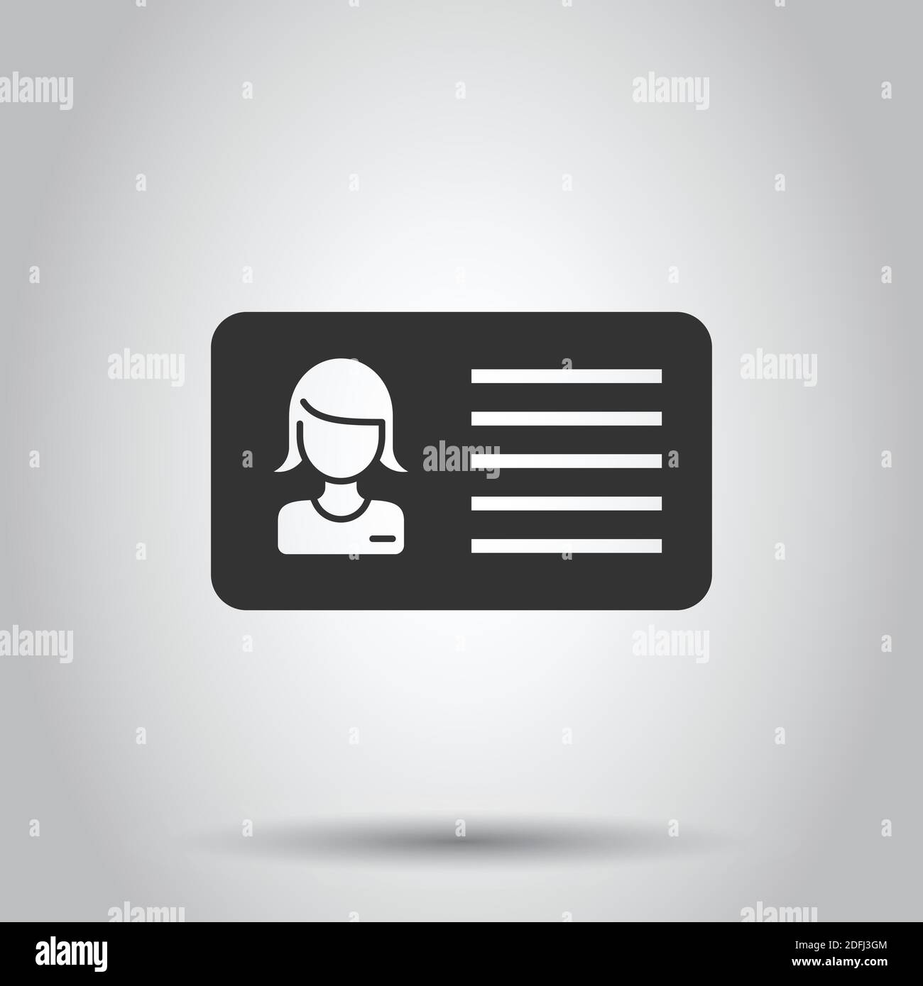 Women id card icon in flat style. Identity tag vector illustration on ...