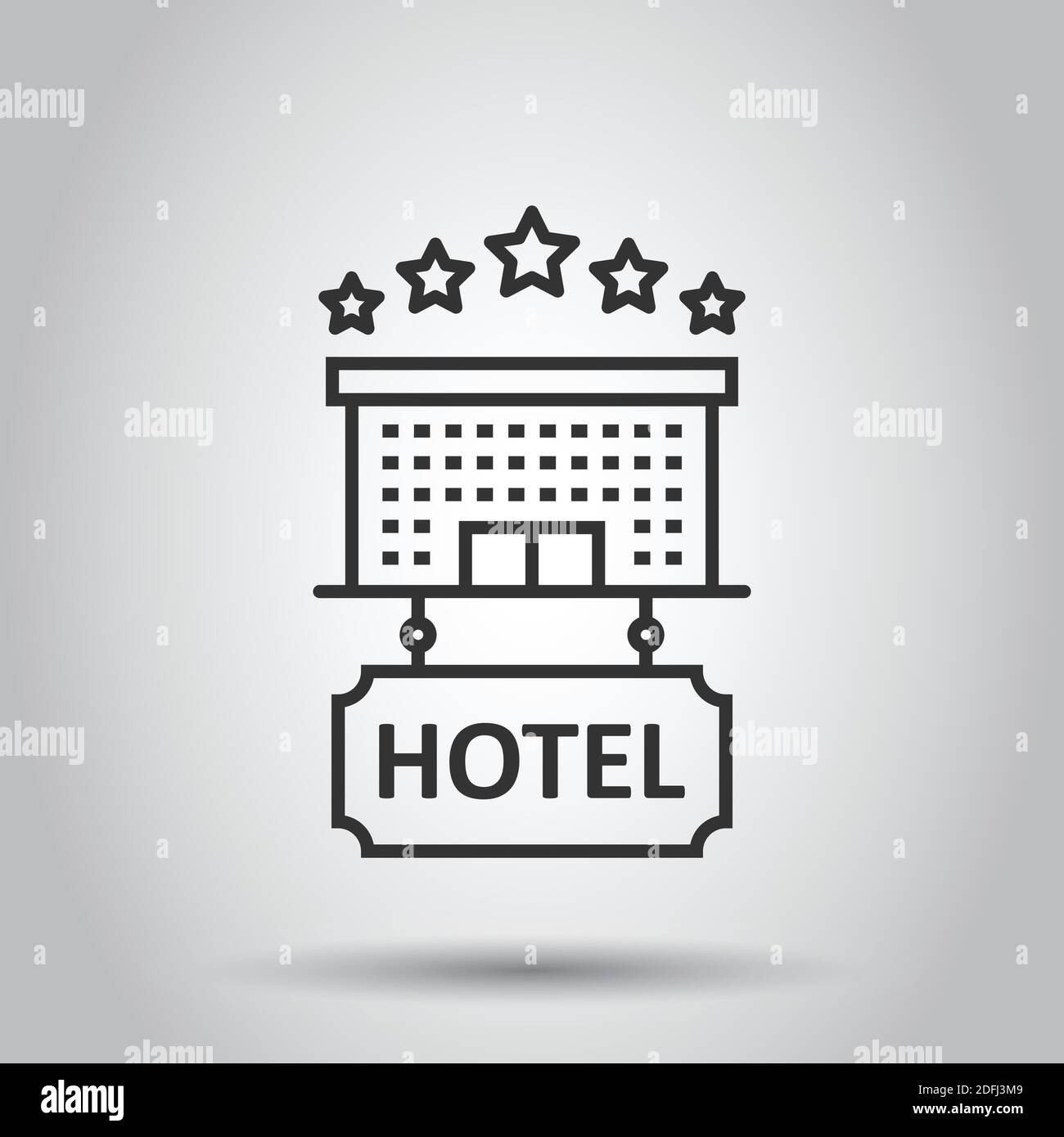 Hotel 5 stars sign icon in flat style. Inn building vector illustration ...
