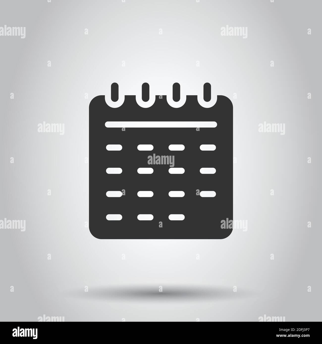 Calendar icon in flat style. Agenda vector illustration on white ...