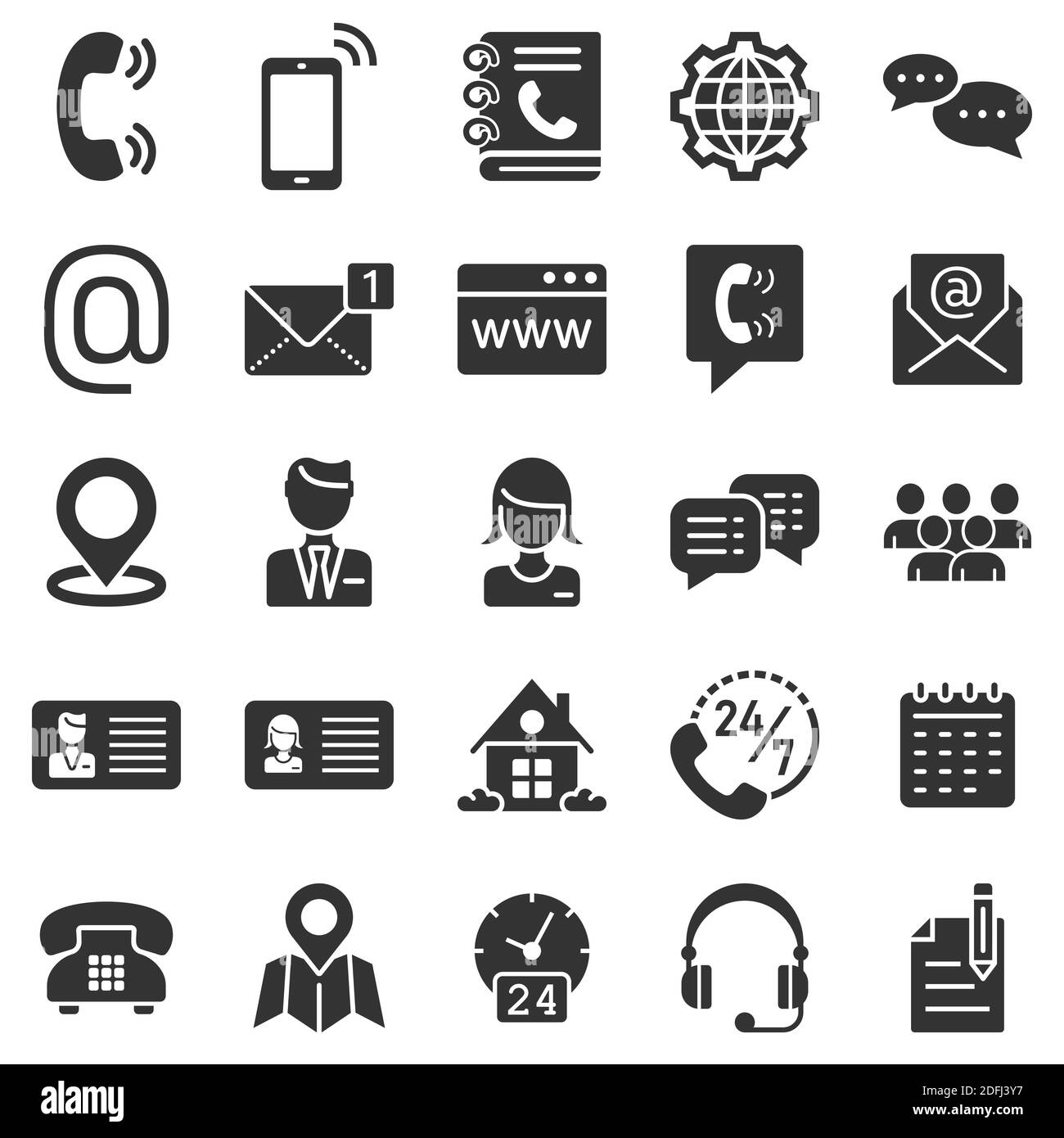 Contact icon set in flat style. Phone communication vector illustration ...