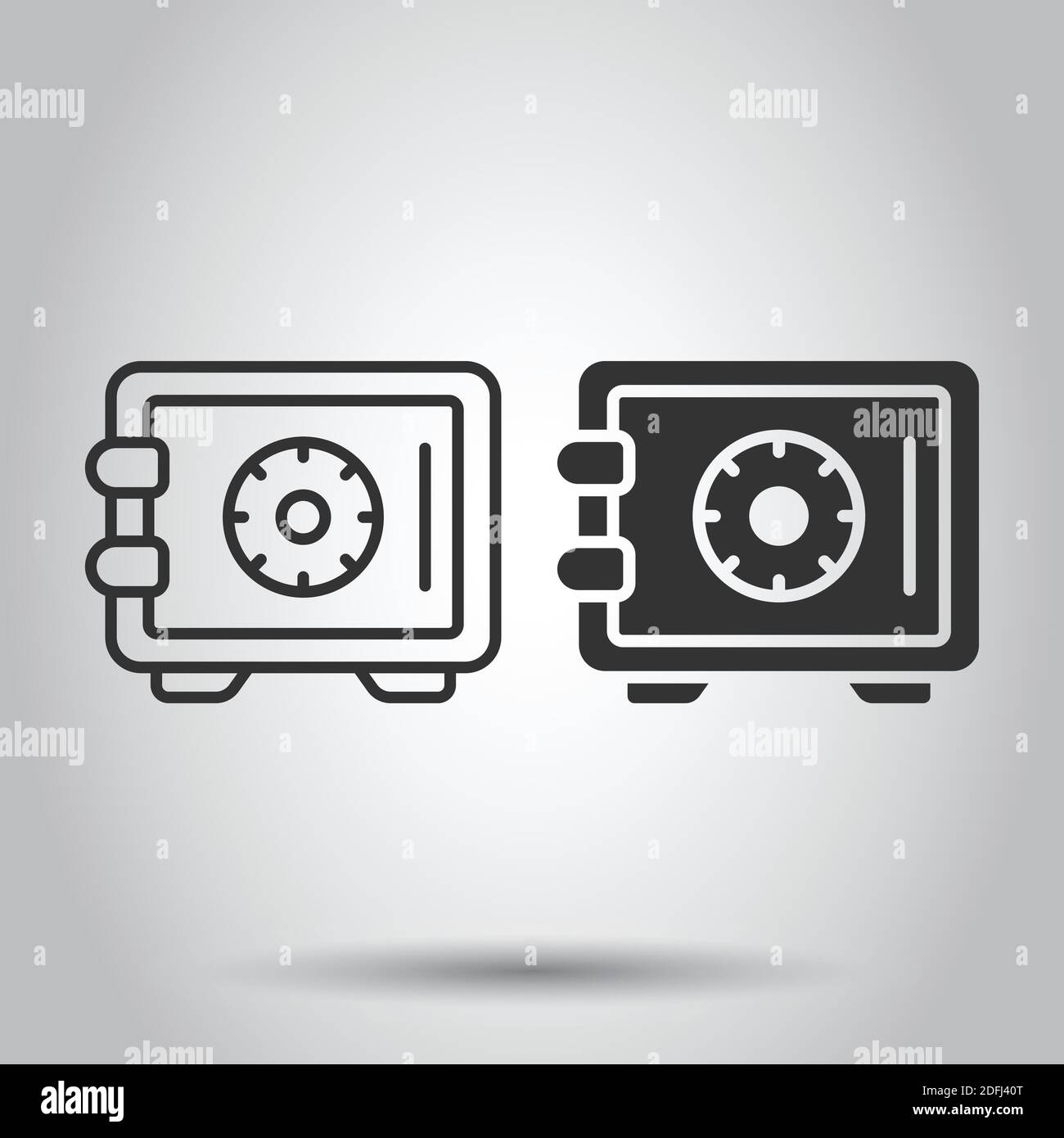 Safe money icon in flat style. Strongbox vector illustration on white ...