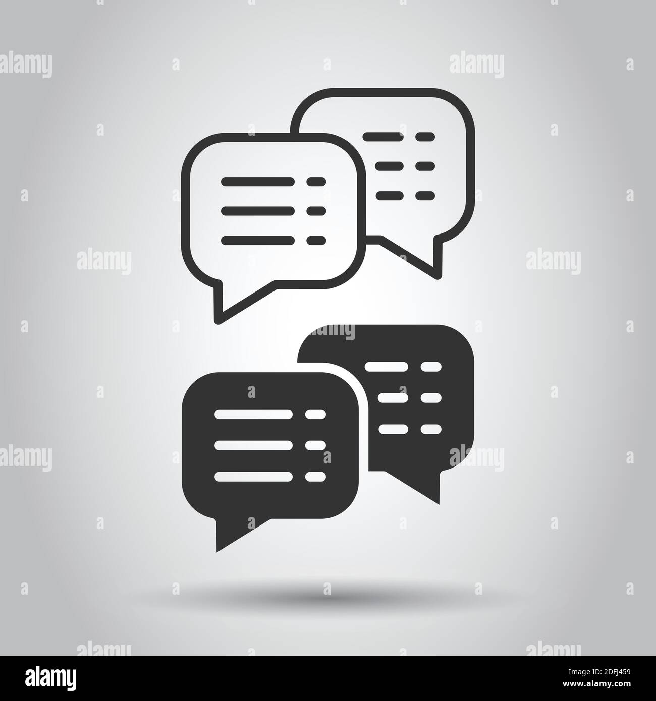 Speak chat sign icon in flat style. Speech bubbles vector illustration ...
