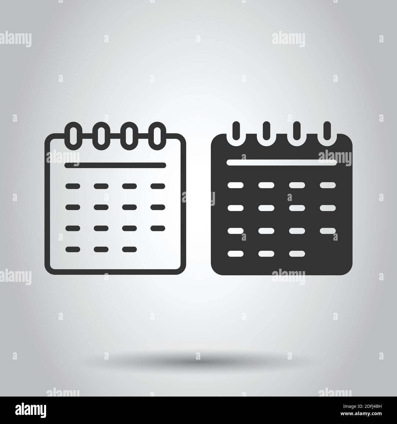 Calendar icon in flat style. Agenda vector illustration on white ...