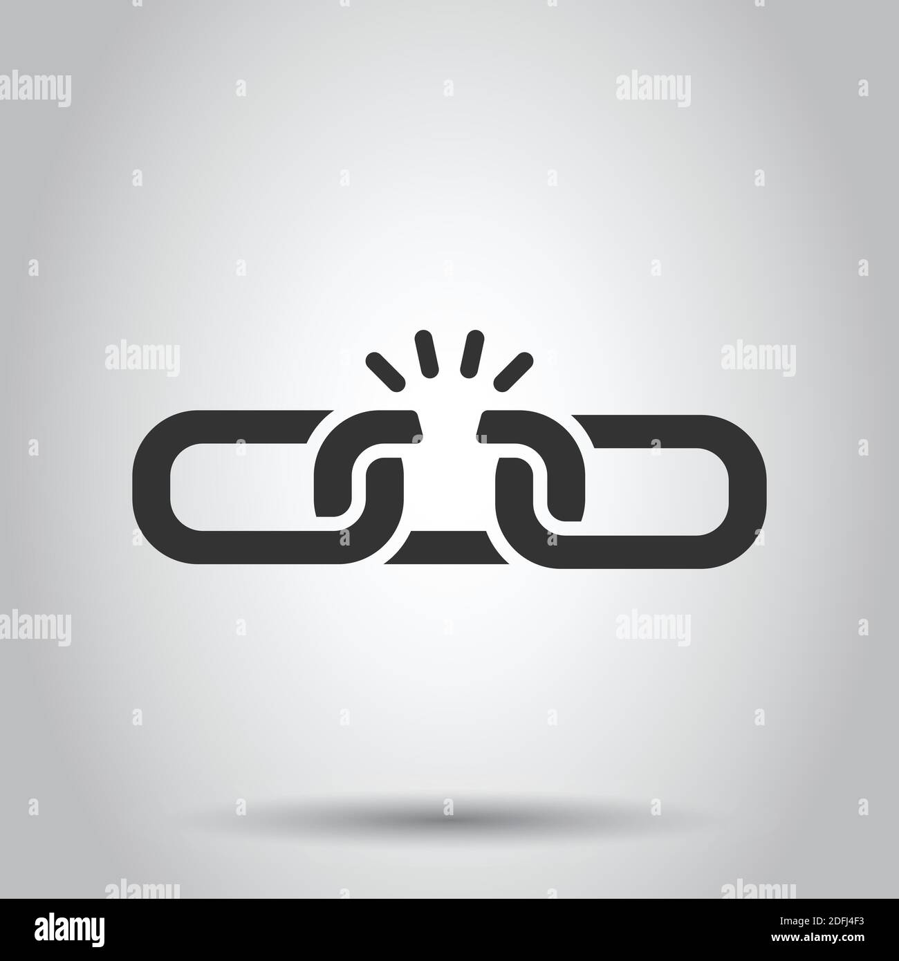 Chain broken icon in flat style. Network hyperlink vector illustration ...