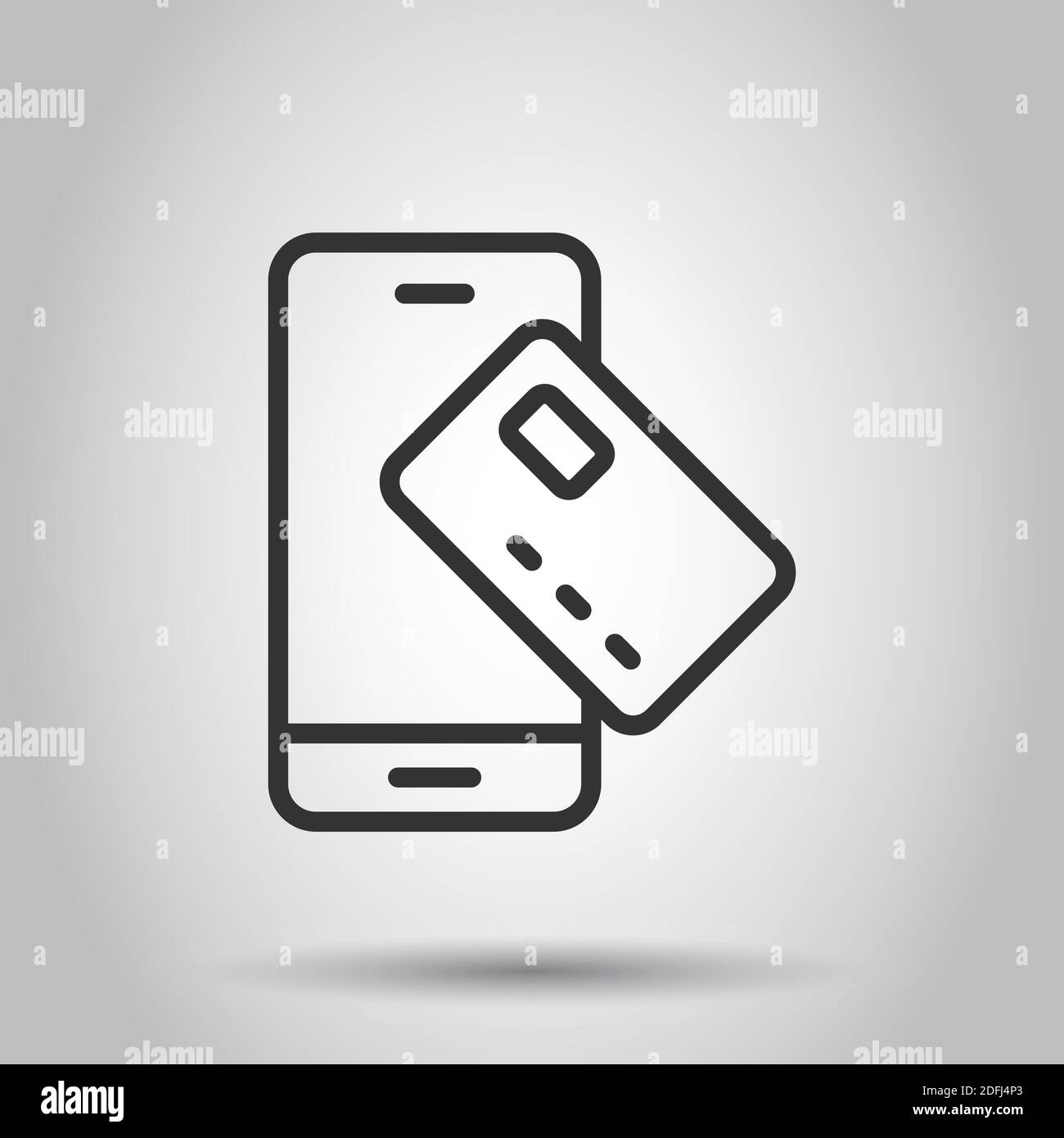 Smartphone paying icon in flat style. Nfc credit card vector ...
