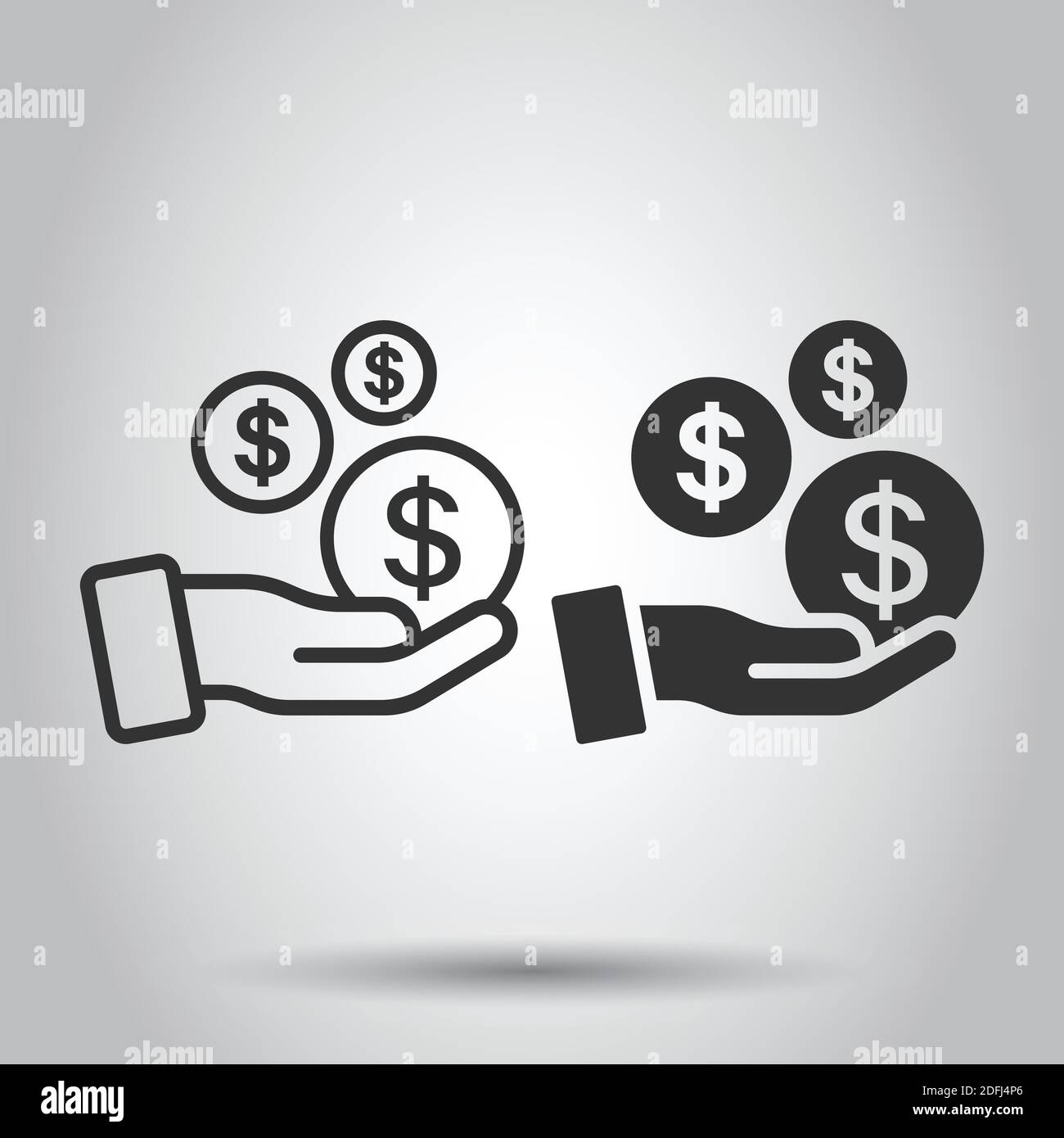 Remuneration icon in flat style. Money in hand vector illustration on ...