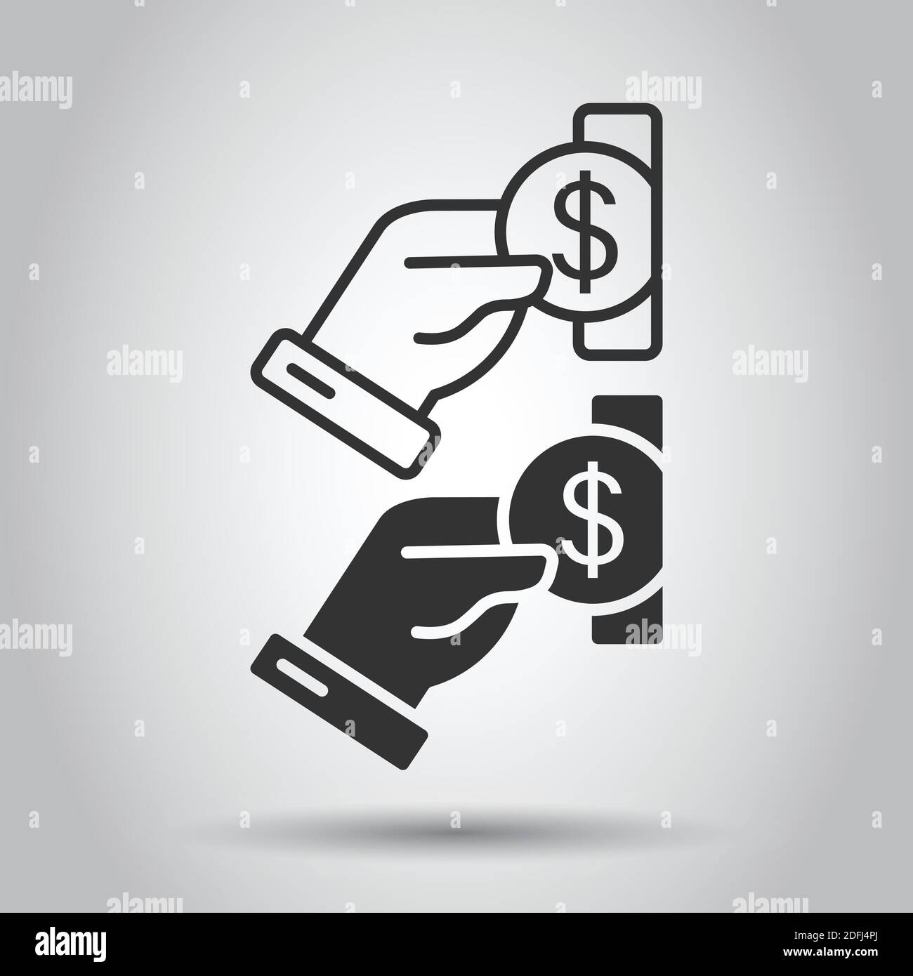 Remuneration icon in flat style. Money in hand vector illustration on ...