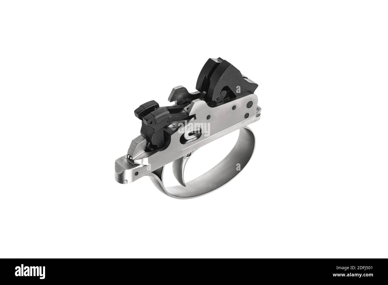 Shock trigger for shotgun isolate on white background. Gun trigger ...